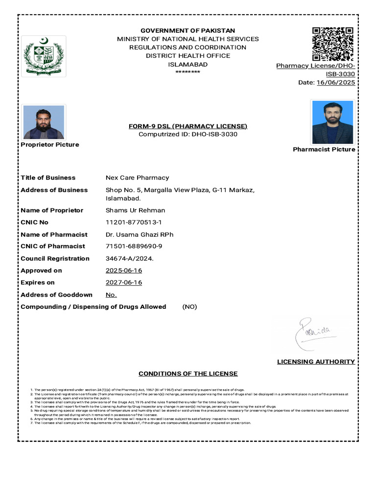 Application Detail - Government of Pakistan Ministry of National Health ...