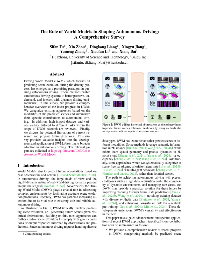 The Role of World Models in Shaping Autonomous Driving | PDF ...
