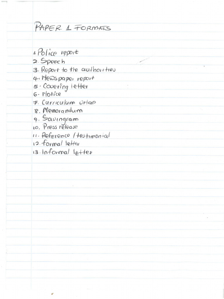 English Paper 1 Formats | PDF