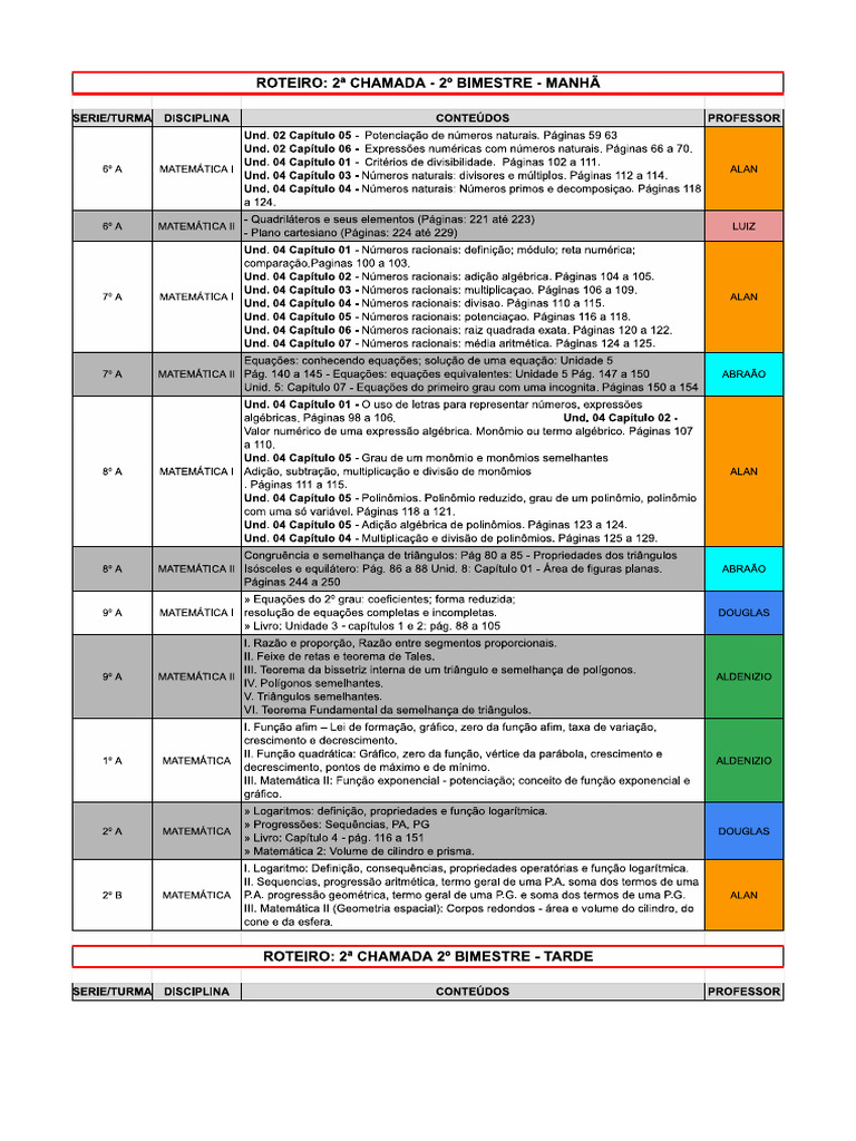 Roteiros 2chamada 2bim Matemática 2025 3cpm TML | PDF