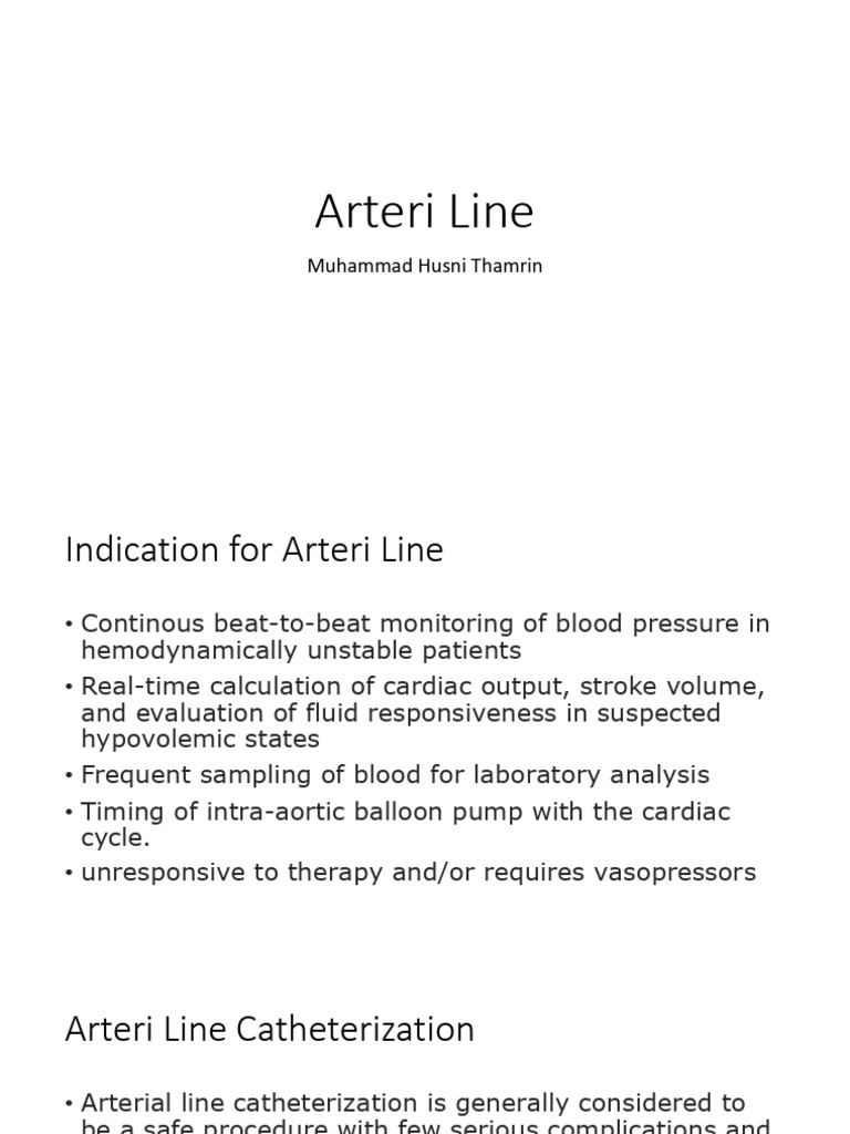 Arterial Line Indications and Procedures | PDF