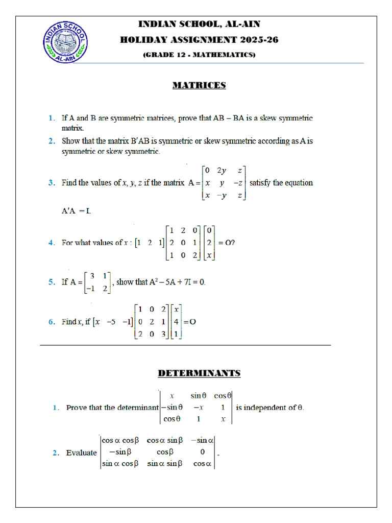 Grade 12 Mathematics Holiday Assignment | PDF | Chess Theory | Chess