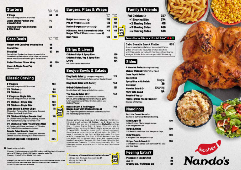 Nando's Kosher Menu Options | PDF | Hamburgers | French Fries