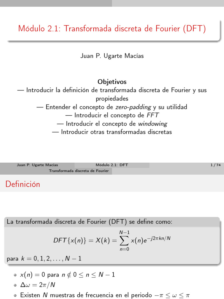 Introducción a la DFT y sus Propiedades | PDF | Transformada discreta ...