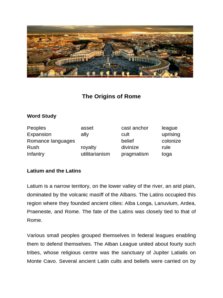 The Origins of Rome | PDF | Etruscan Civilization | Ancient Rome