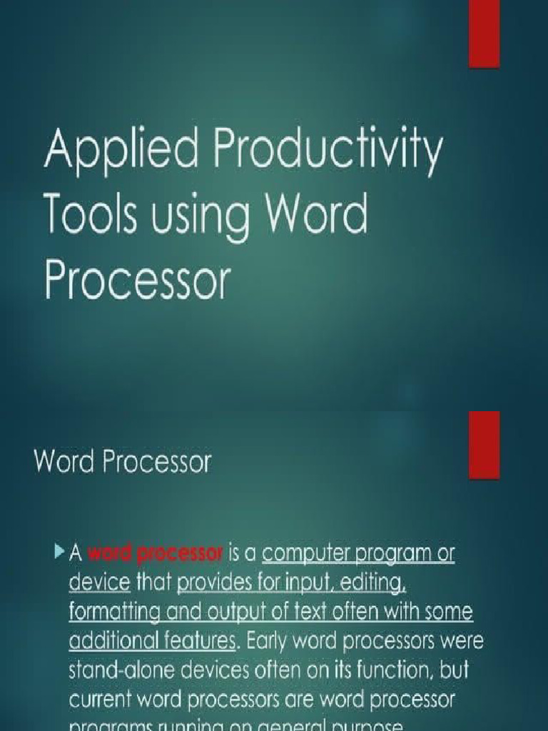 Lesson 21 Applied Productivity Word Processor | PDF