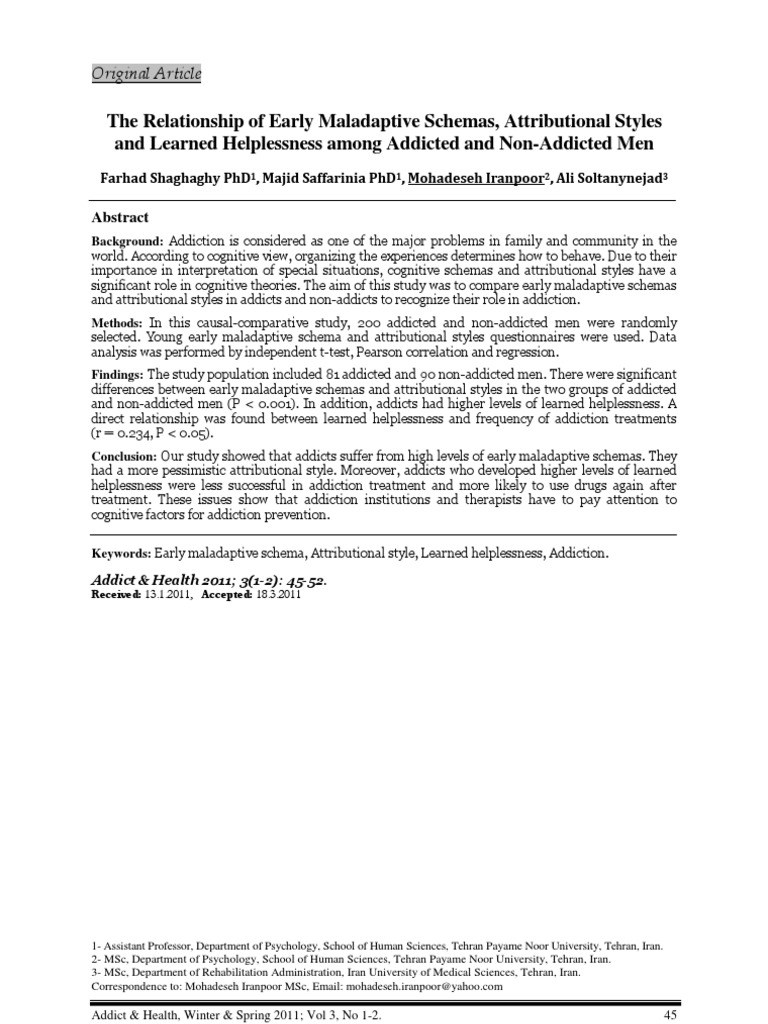 EMS Addiction | PDF | Substance Dependence | Schema (Psychology)