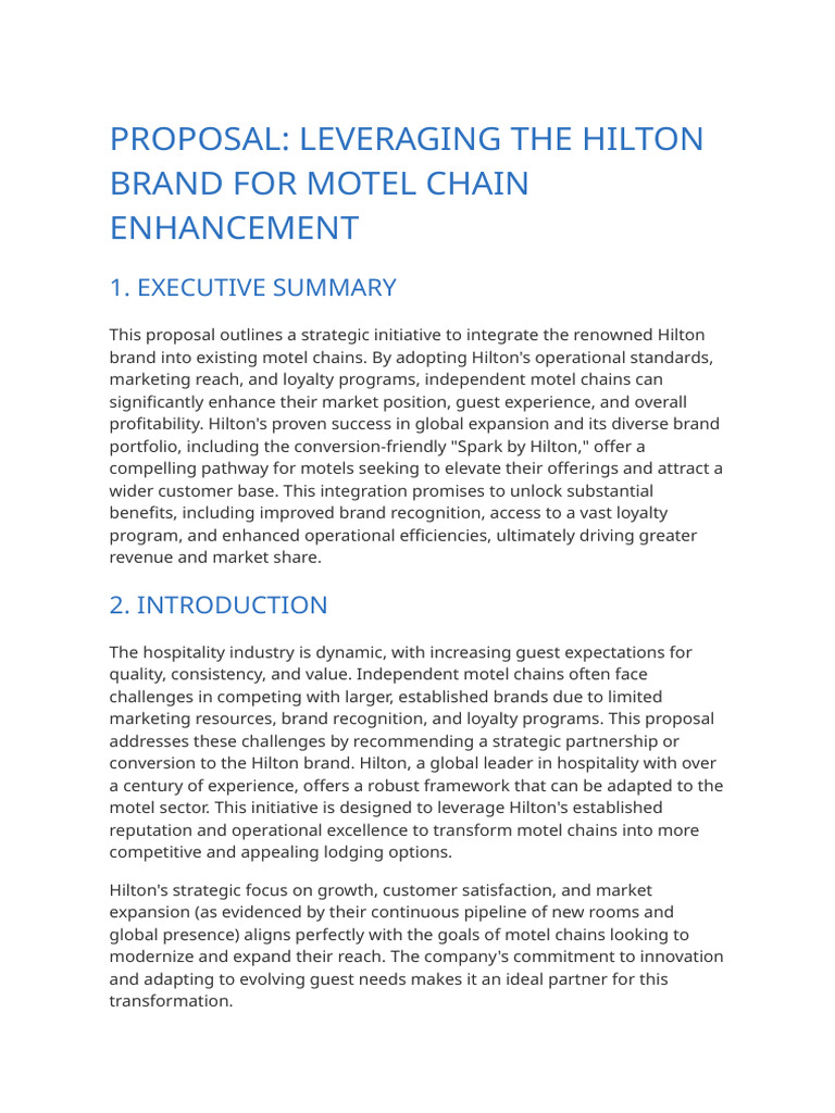 Hilton Motel Proposal | PDF | Hilton Worldwide | Brand