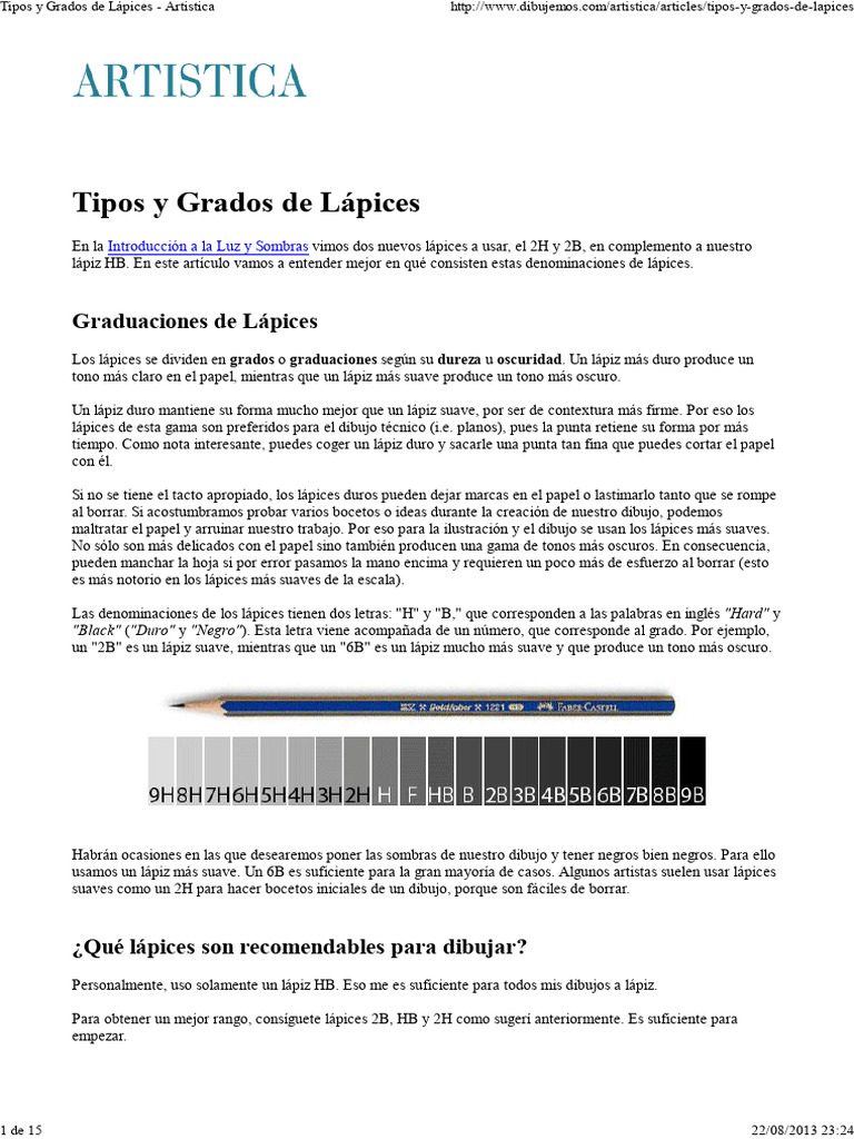 Grados de Lápices: Guía Esencial | PDF | Lápiz | Dibujo