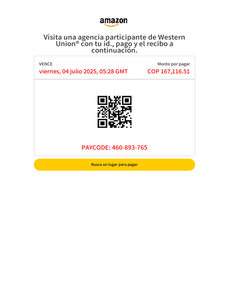 Amazon Pay Code - 460-893-765 | PDF