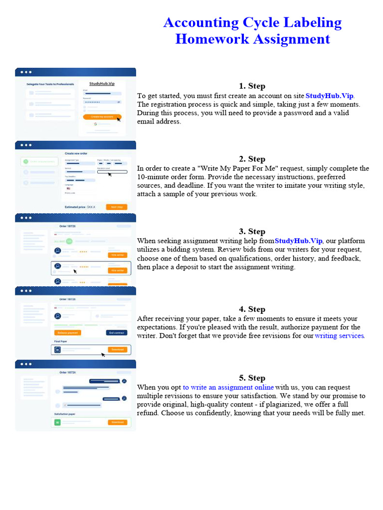 Accounting Cycle Labeling Homework Assignment | PDF