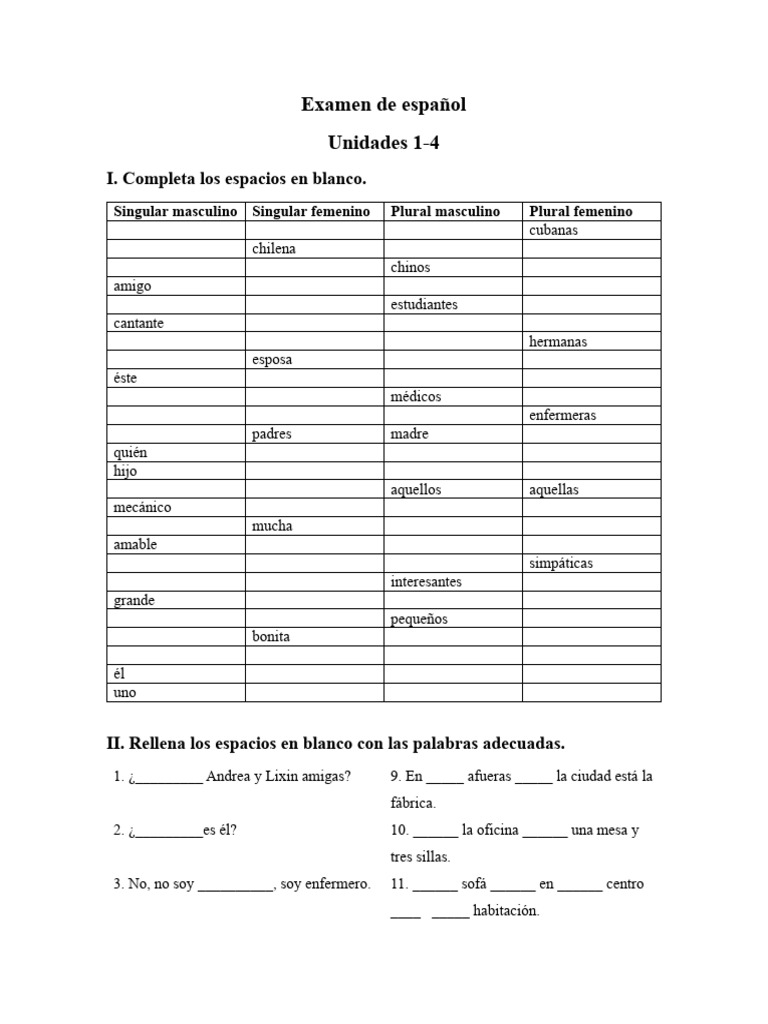 Examen Español Moderno 1-4 | PDF | Ajedrez