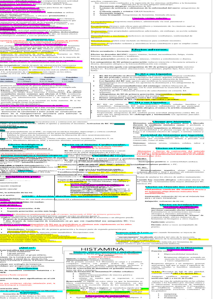 Resumen de Histamina Salud Enfermedades Farmacología Udocz | PDF | Drogas