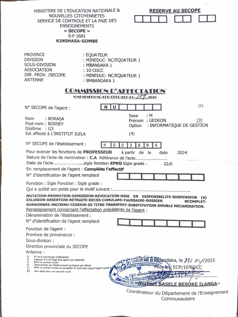 Commission D'affectation Gedeon | PDF