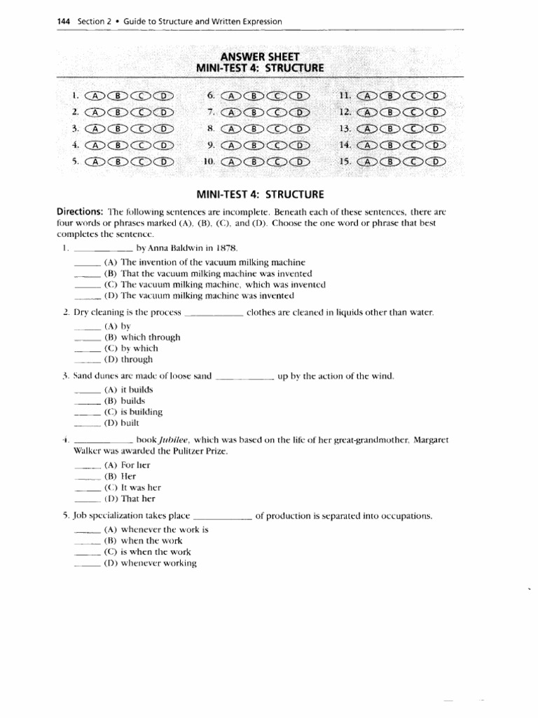 Practice Structure TOEFL | PDF