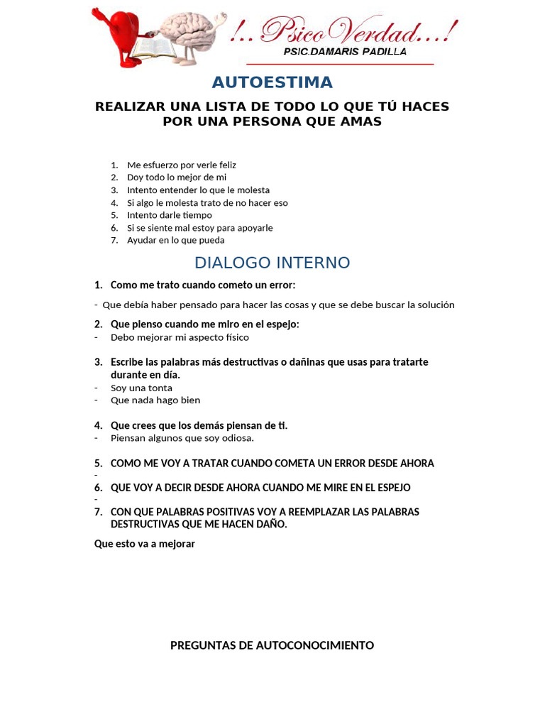 Ejercicios de Autoestima-Marilyn | PDF
