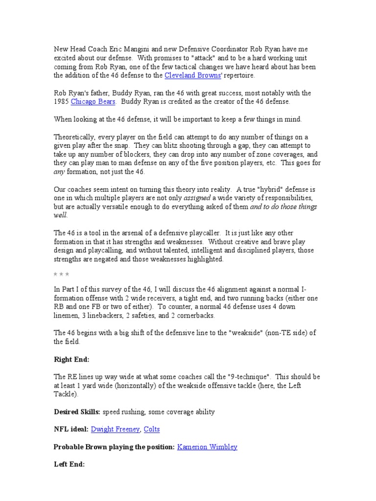46 Defense | PDF | American Football | Sports Rules And Regulations
