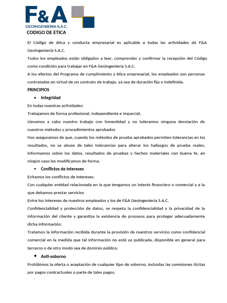 6.1. Codigo de Etica - Conducta | PDF | Business | Interés