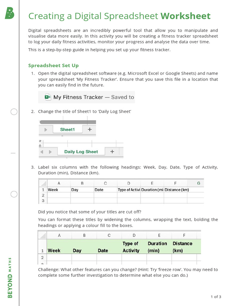 Au N 1723779349 Creating A Digital Spreadsheet Worksheet Ver 1 | PDF ...