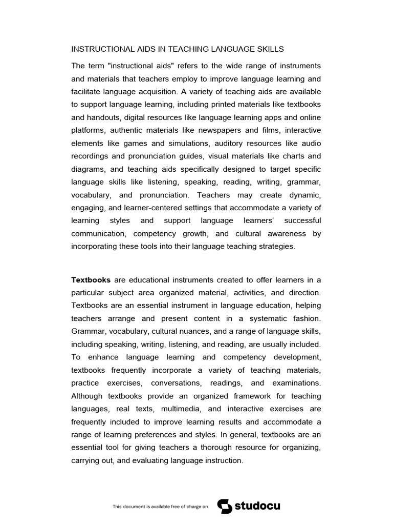 Instructiona AIDS in Teaching Language Skills | PDF | Massive Open Online Course | Educational ...