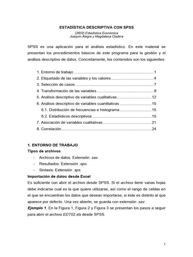 Estadistica Descriptiva Con SPSS | PDF | Spss | Datos
