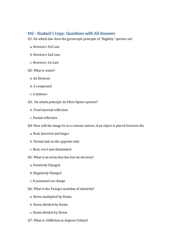 Physics Questions and Answers Guide | PDF | Waves | Acceleration