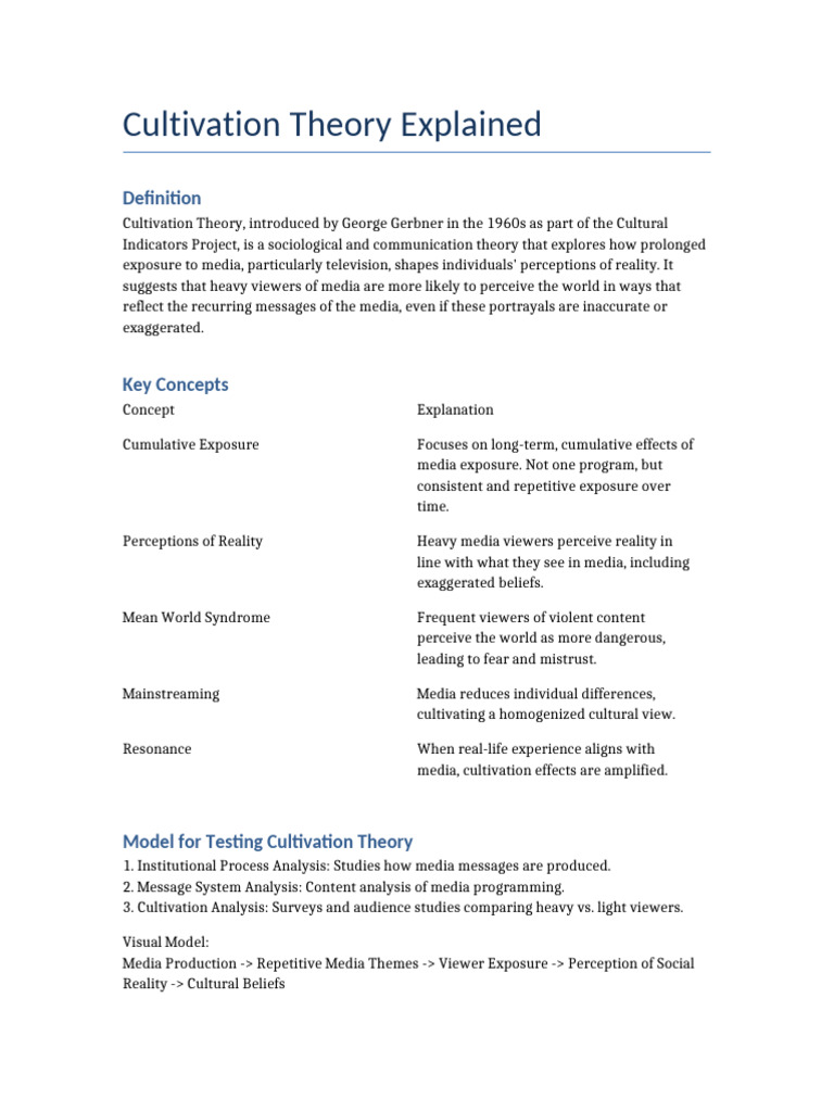 Cultivation Theory Explained | PDF | Human Communication | Behavioural ...