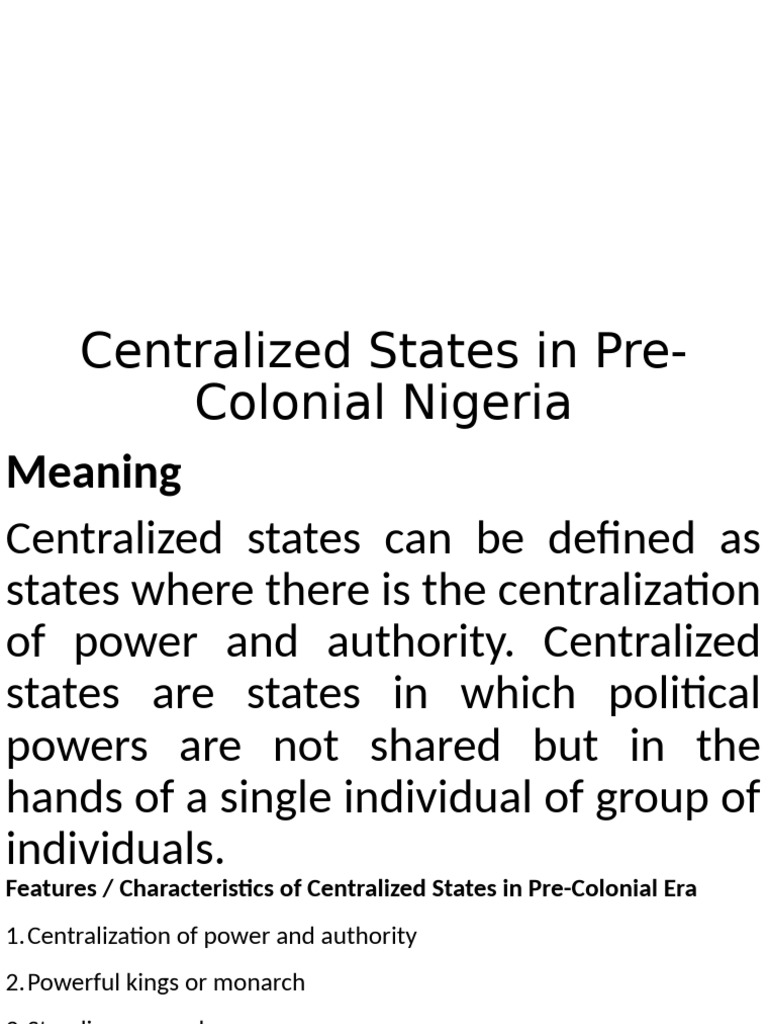 Centralized States in Pre-Colonial Nigeria | PDF