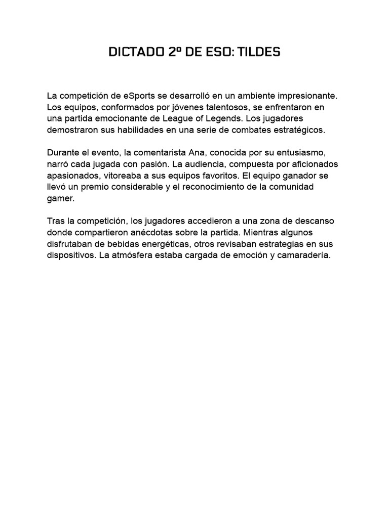 DICTADO 2o ESO - TILDES | PDF