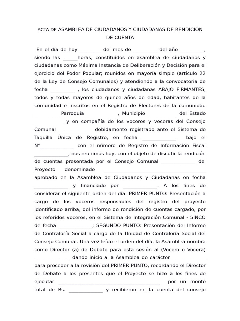 Asamblea RC Consejo Comunal PDF | PDF | Gobierno