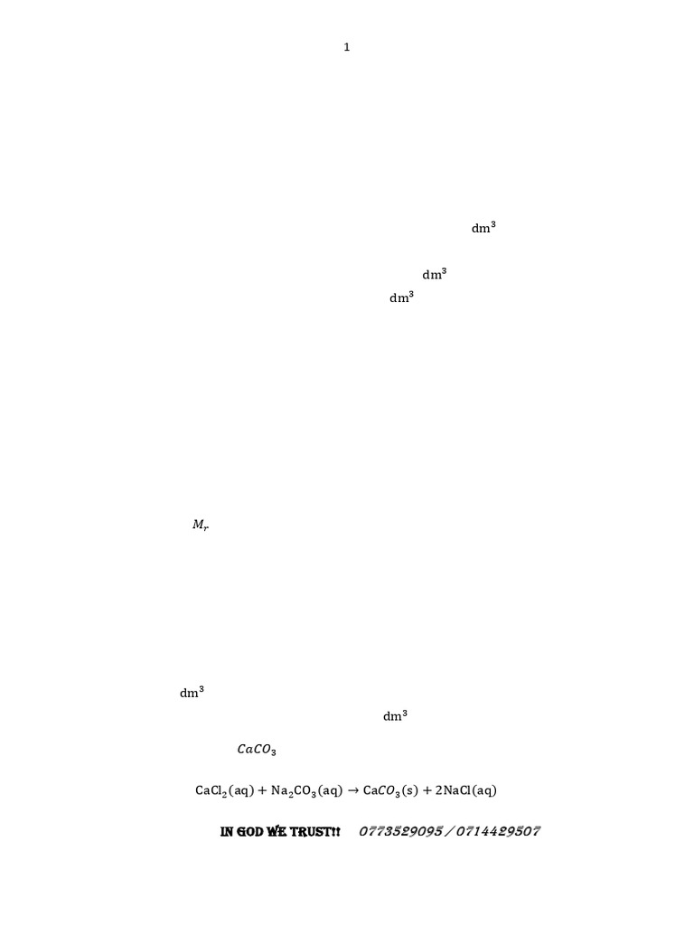 Test On Stoichiometry and The Mole Concept-F3 2021 | PDF ...