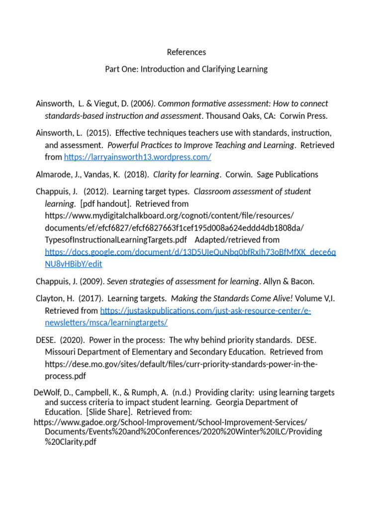 Essential References for Formative Assessment | PDF | Educational ...