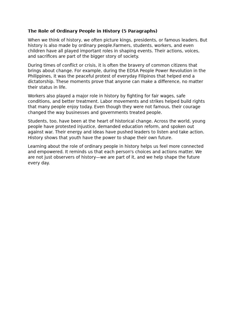 The Role of Ordinary People in History | PDF