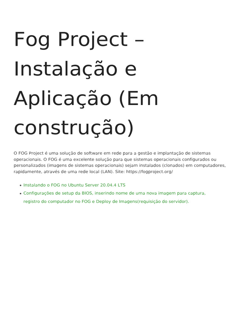Instalação do FOG no Ubuntu 20.04 LTS | PDF | Inicialização ...