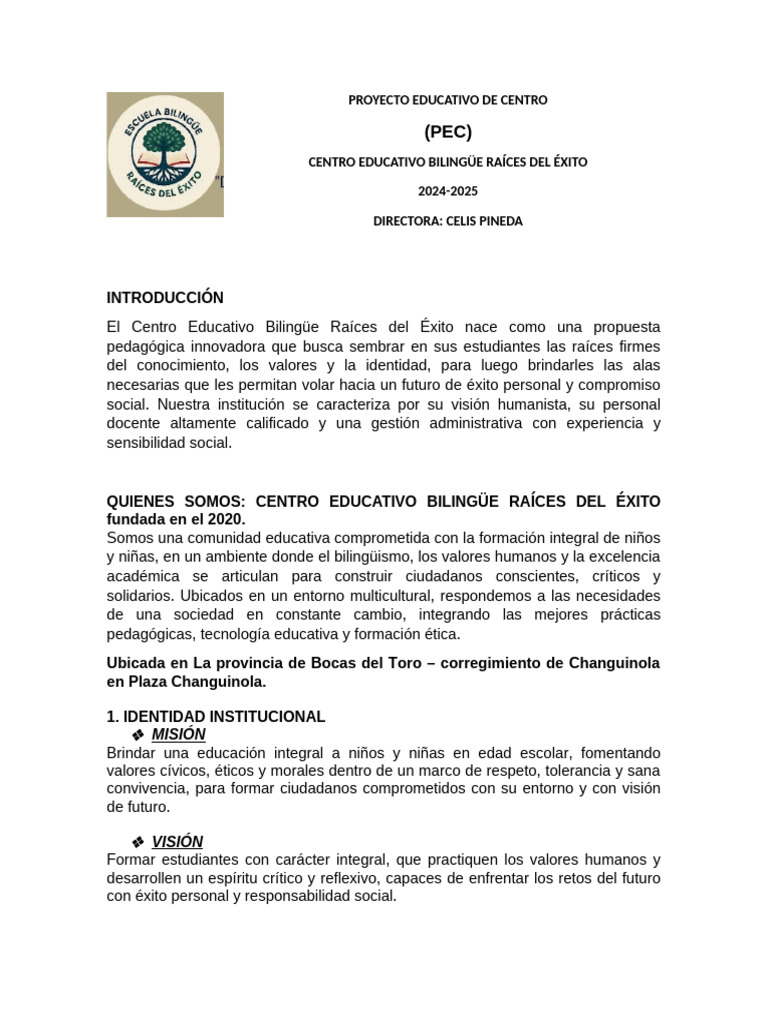 PEC Proyecto de Centro. Terminado | PDF | Educación de la primera infancia | Maestros