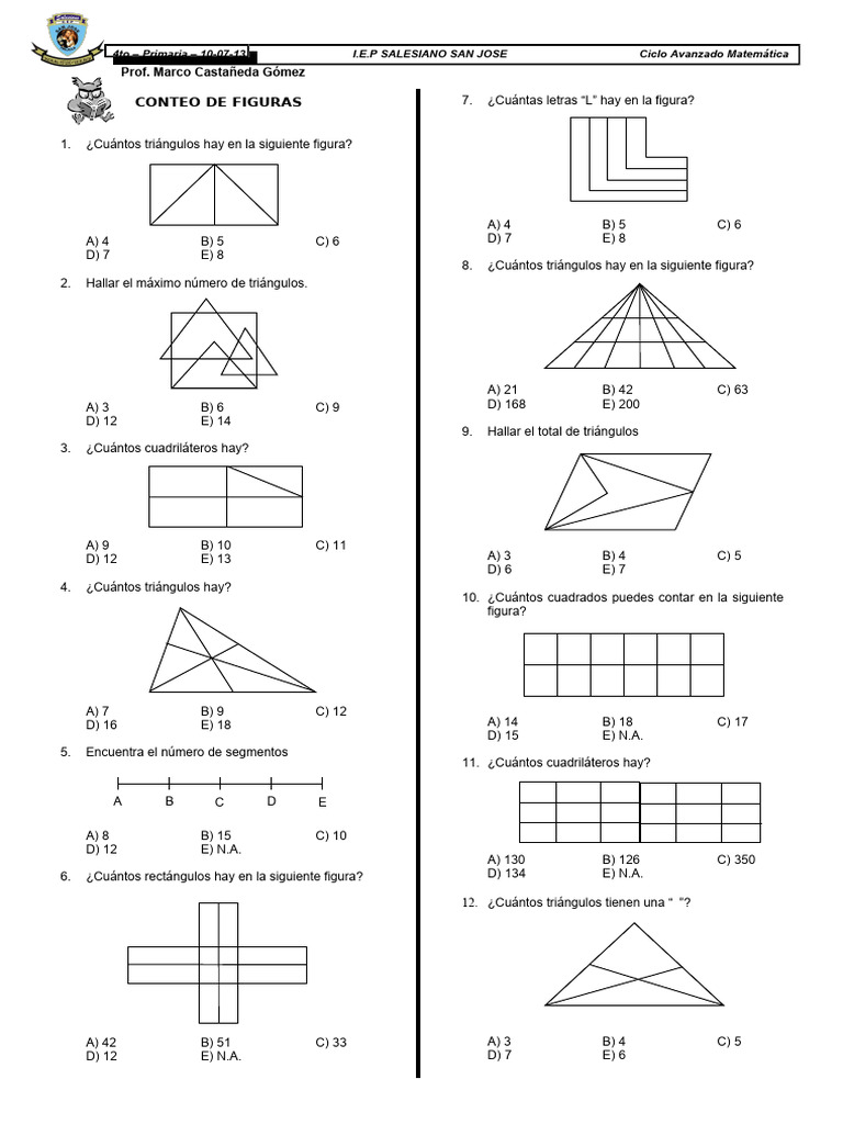 Conteo de Figuras 4 Primaria | PDF