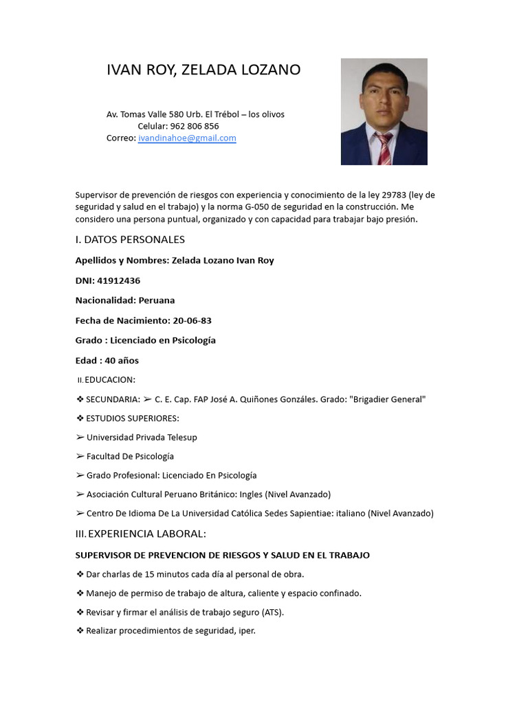 Ivan Roy Zelada Lozano - CV - 2024 | PDF