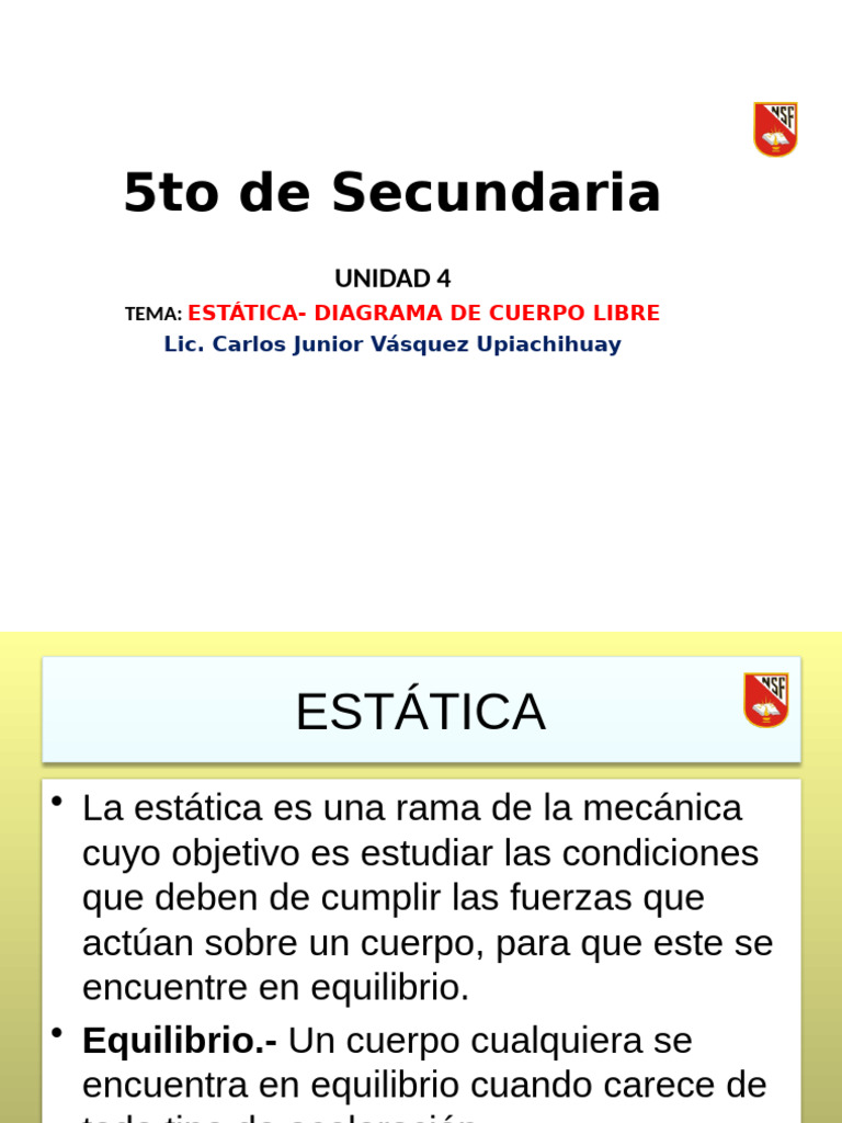 5to Estatica Teoria | PDF | Fuerza | Masa