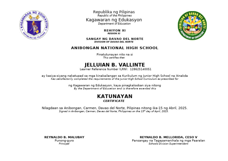 Jhs Diploma Vallinte | PDF