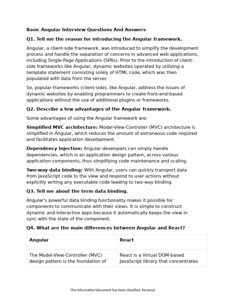 Angular Interview Questions - 60 | PDF | Angular Js | Model–View–Controller