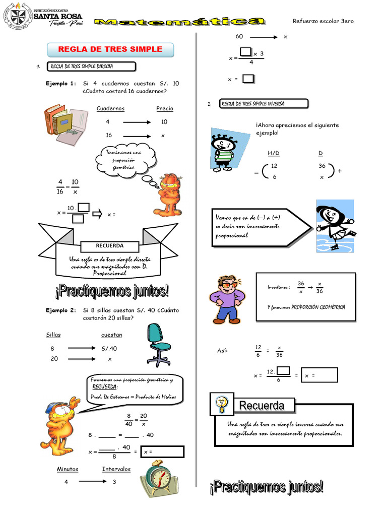 Regla de Tres Simple: Ejemplos y Problemas | PDF | Matemáticas