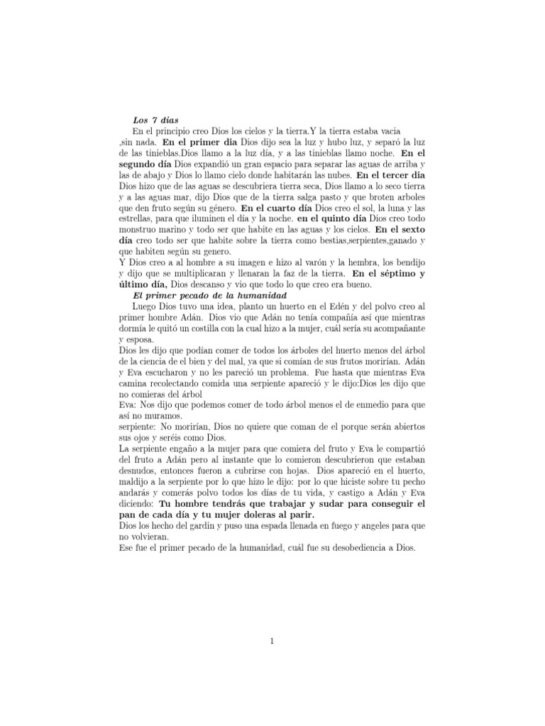 Creación y Primer Pecado en Génesis | PDF | Víspera | Adán