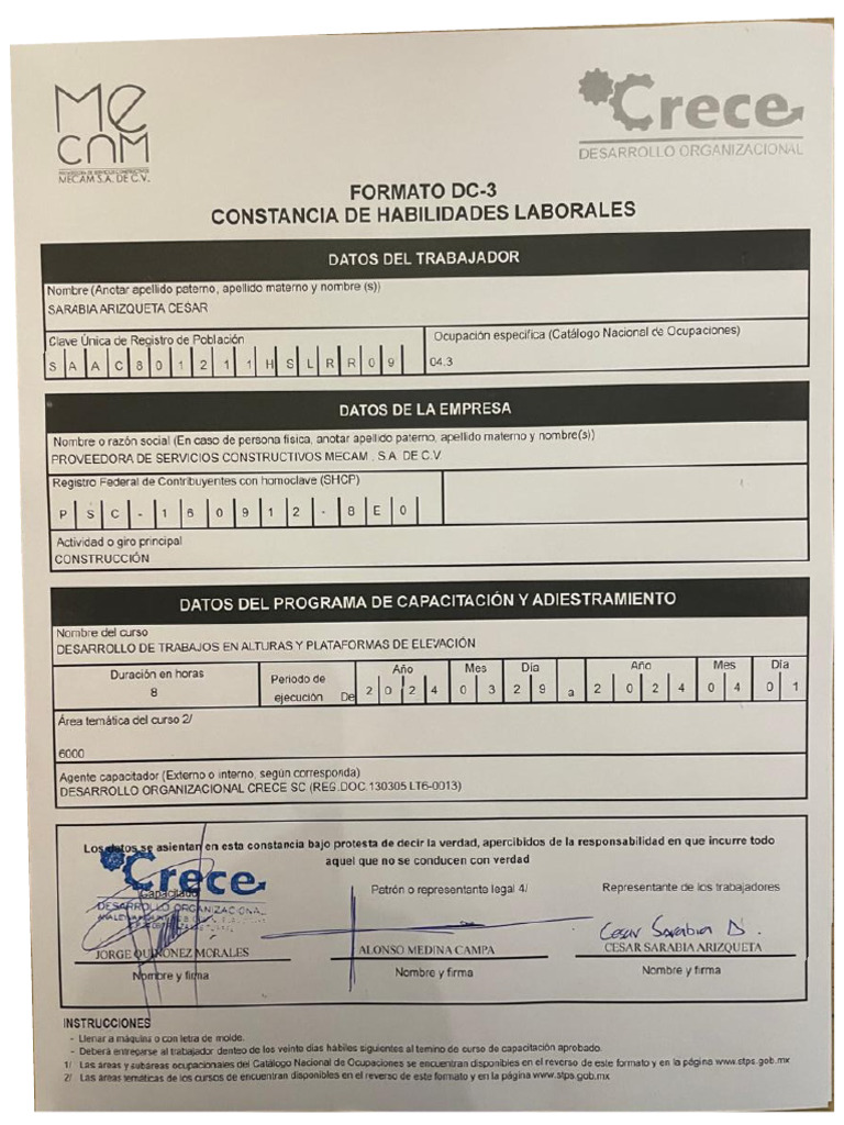 DC3 Cesar Sarabia | PDF