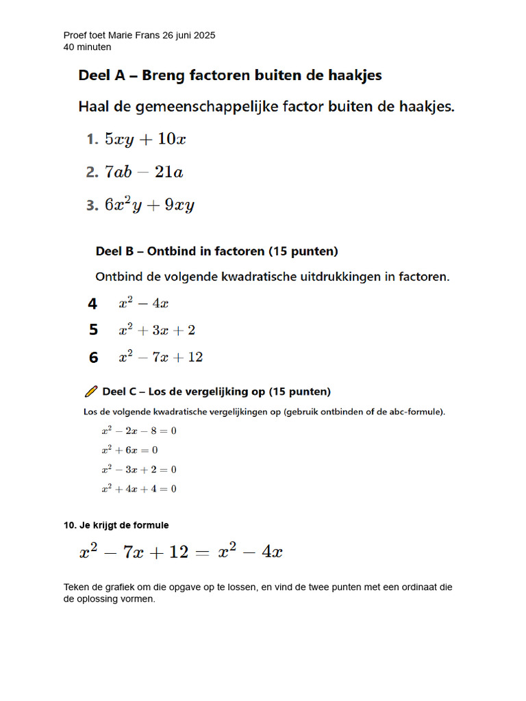 Proef Toet Marie Frans 26 Juni 2025 | PDF