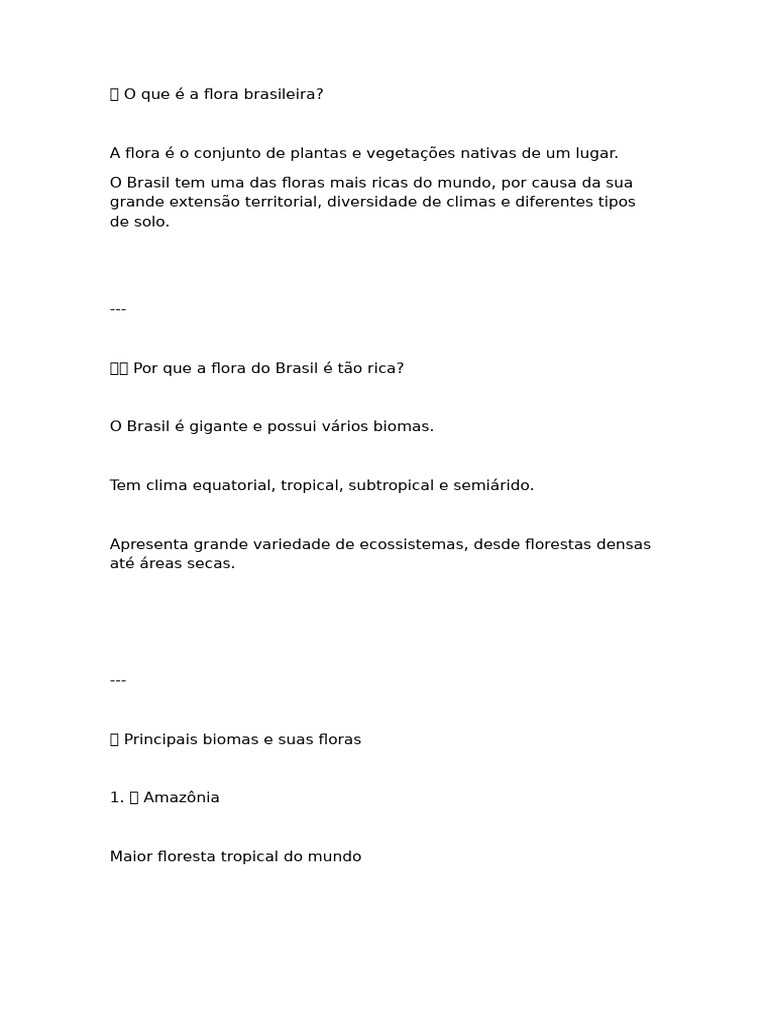 Importância da Flora Brasileira | PDF
