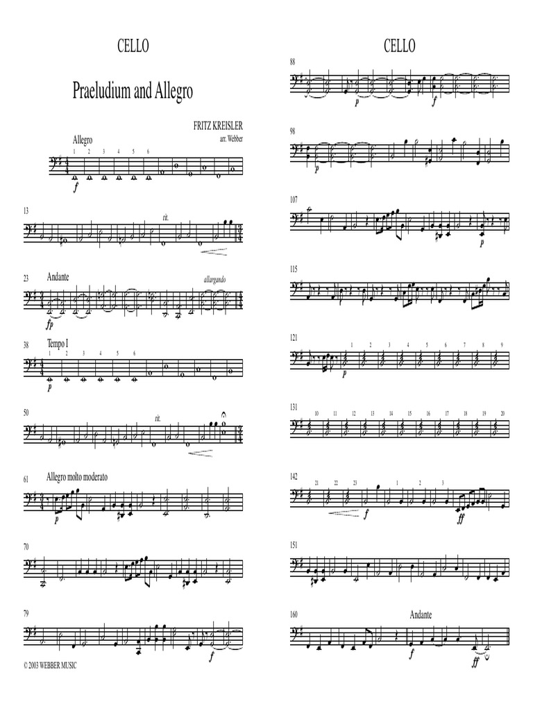 Praeludium et Allegro pour violoncelle | PDF | Formes musicales ...