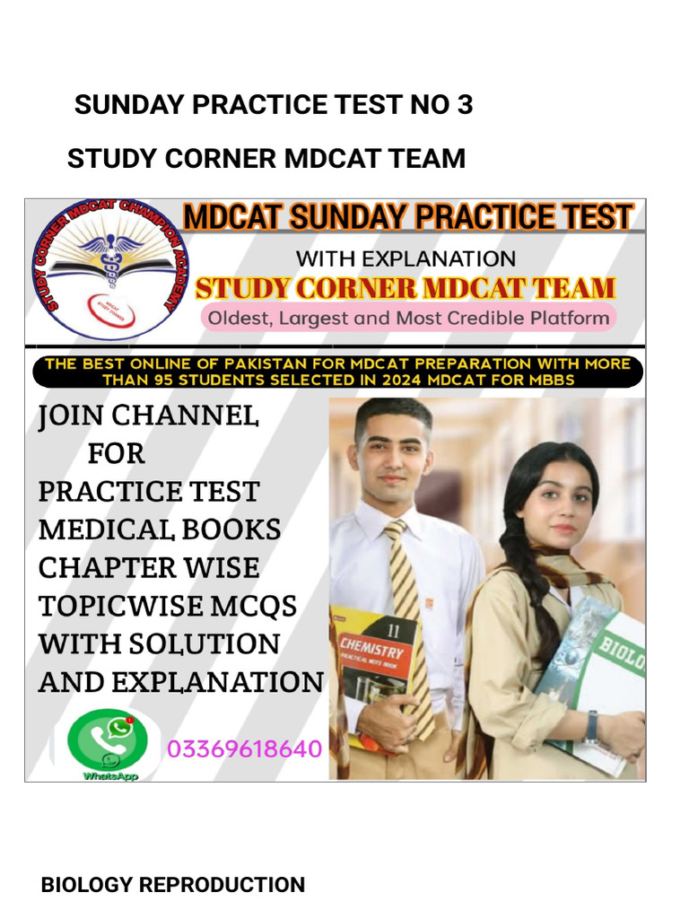Sunday Test 29 Jun 2025 by Study Corner | PDF | Menstrual Cycle ...