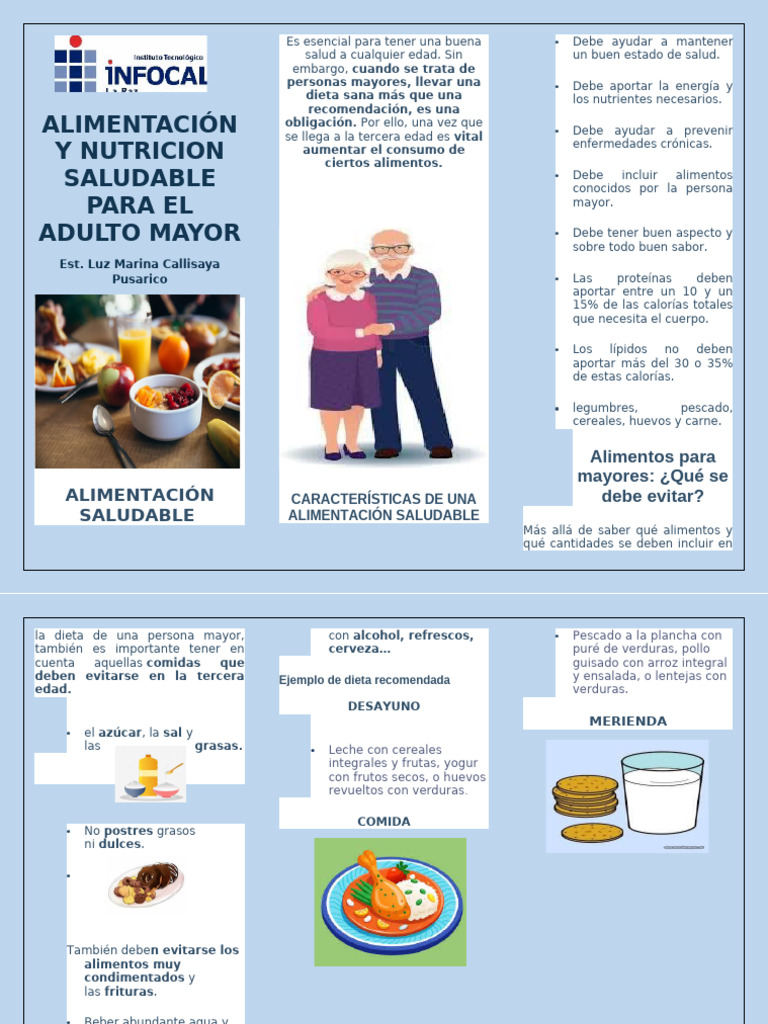 Alimentación y Nutricion Triptico | PDF | Alimentos | Dieta