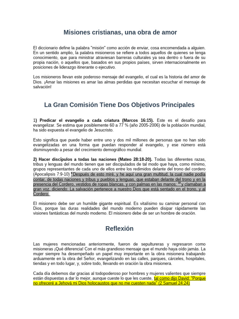 Misiones Cristianas: Amor y Compasión | PDF | Misionero | Oración