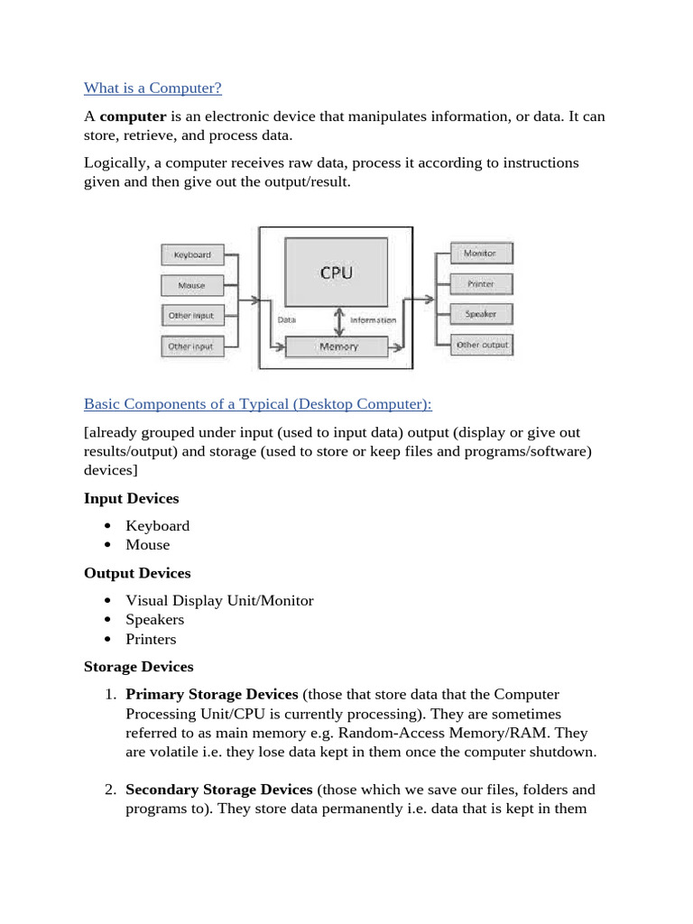 1.exploring Computer, Hardware Components, Benefits and Limitations of Computer | PDF | Computer ...